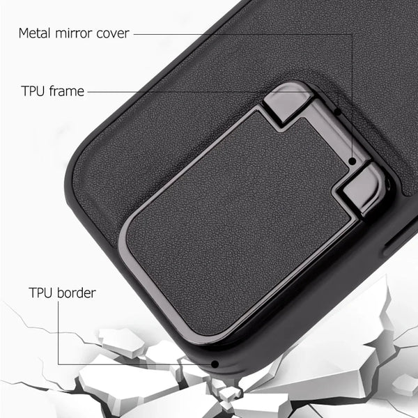 Flip Lens Wear-Resistant Leather Invisible Rotate Holder Case For ...