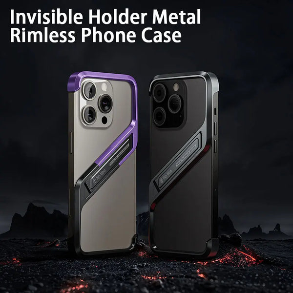 Metal Invisible Aluminum Rimless Holder Case For iPhone – poomelo